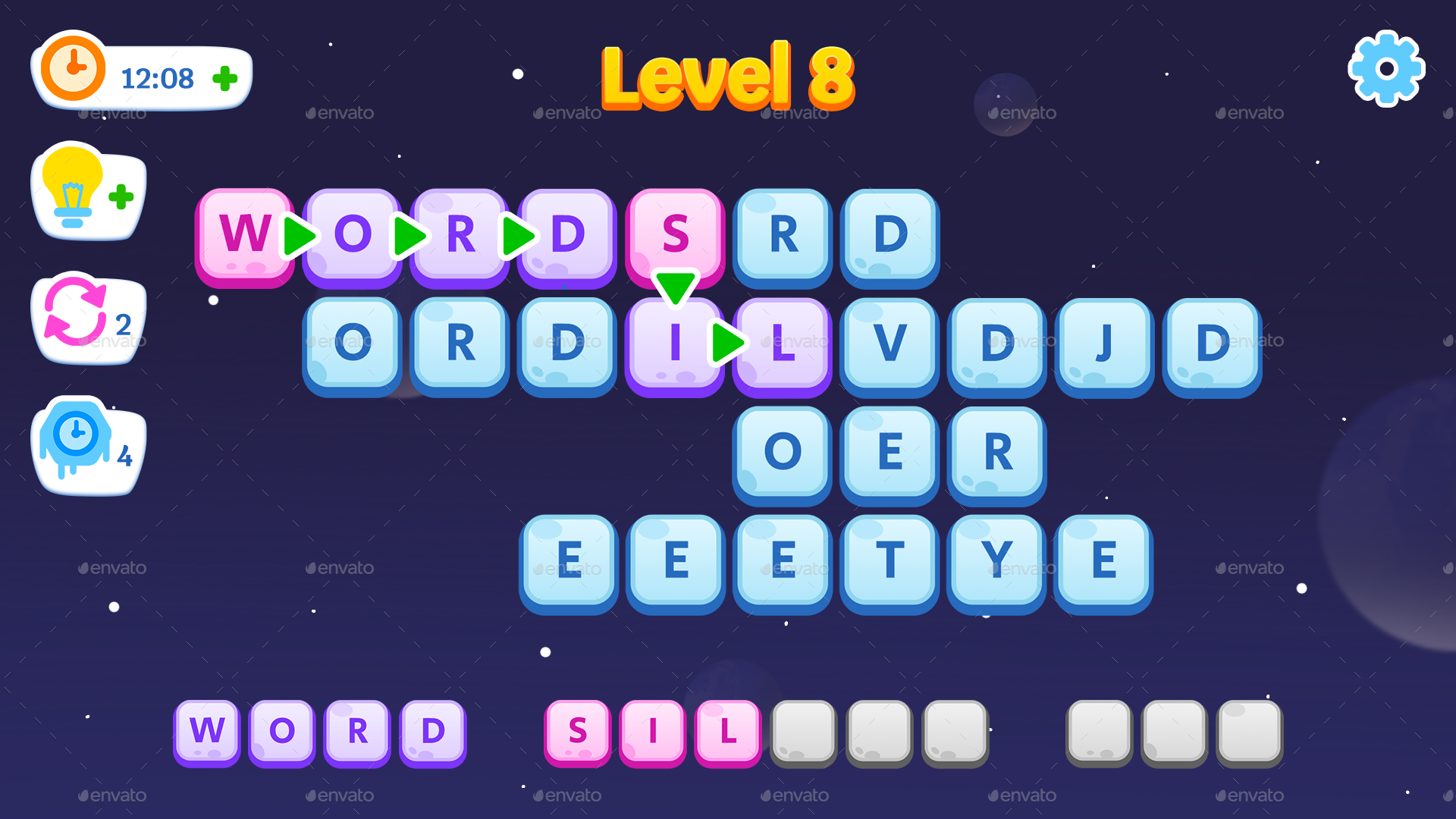 Spase Word, Game UI, Mobile Casual pack, Game Assets | GraphicRiver