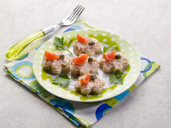 canape with pate tomato and capers Stock Photo by MarcoMayer | PhotoDune