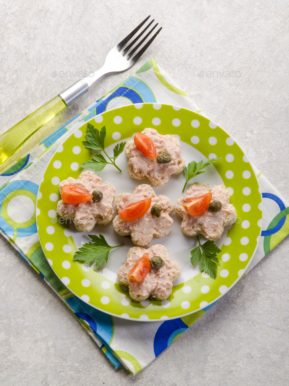 canape with pate tomato and capers Stock Photo by MarcoMayer | PhotoDune