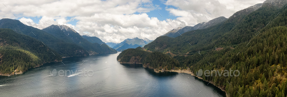 Panoramic Aerial View of Indian Arm, Mountains and Canadian Nature ...