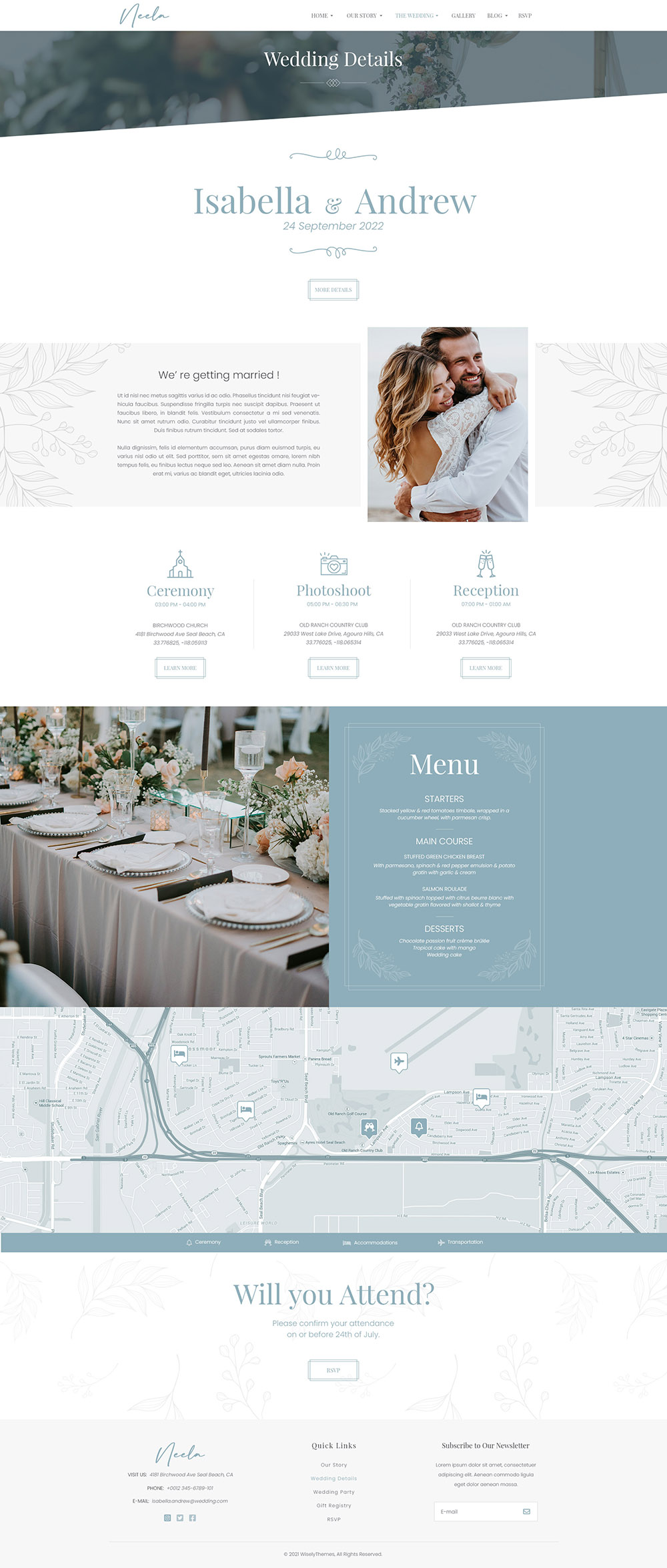 Neela - One-Page/Multi-page Wedding HTML5 Template by WiselyThemes