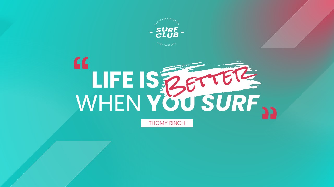 Surf Club Creative Surfing PowerPoint Template, Presentation Templates