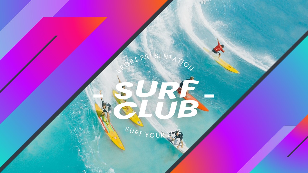 Surf Club Creative Surfing PowerPoint Template, Presentation Templates