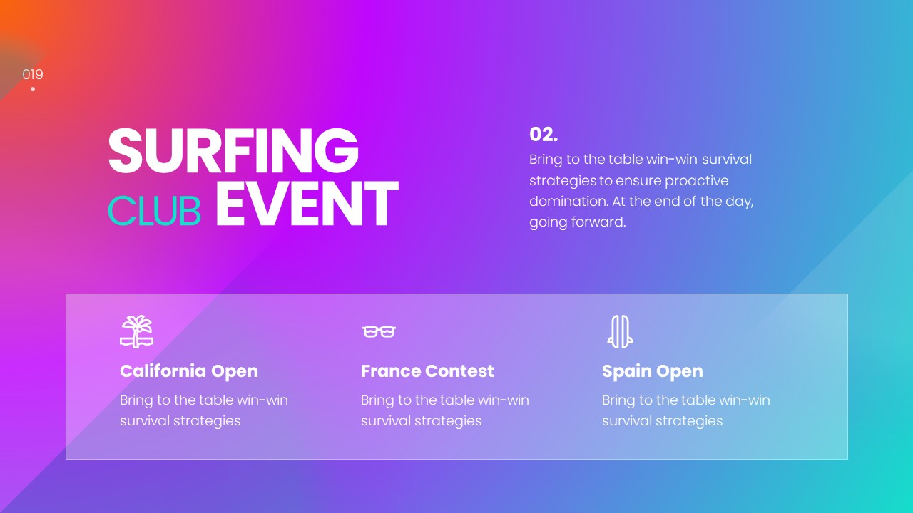 Surf Club Creative Surfing PowerPoint Template, Presentation Templates