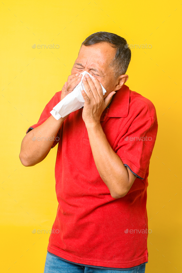 Old man sneezing Stock Photo by Garakta-Studio | PhotoDune