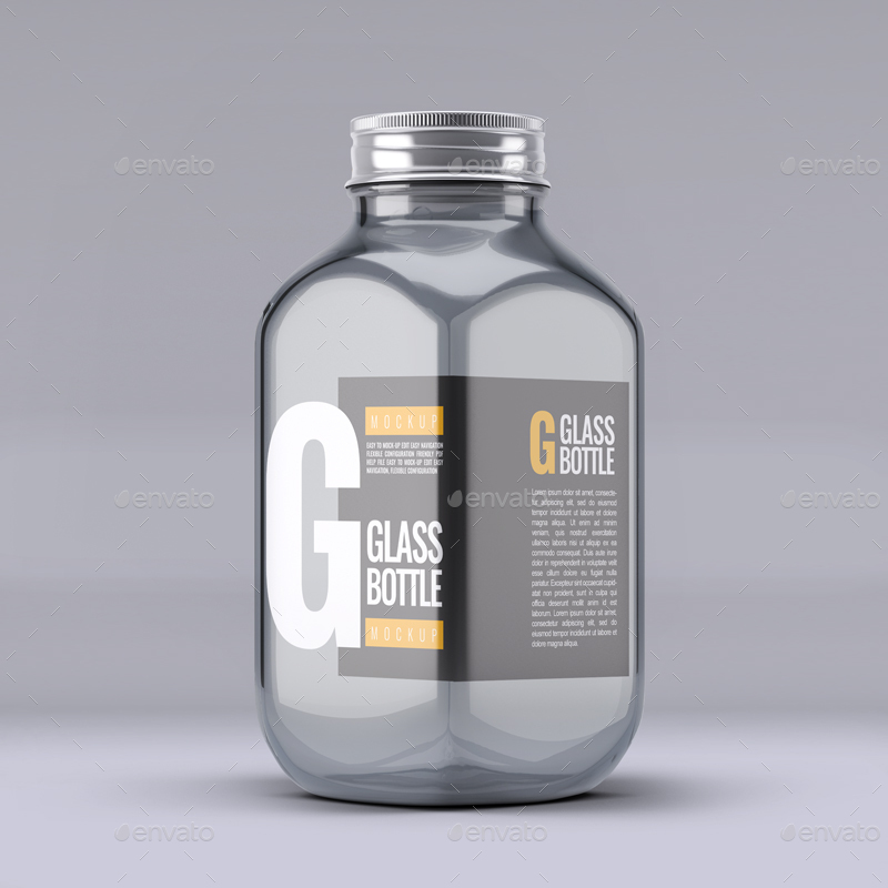 Square Glass Bottle Mock-Up by L5Design | GraphicRiver