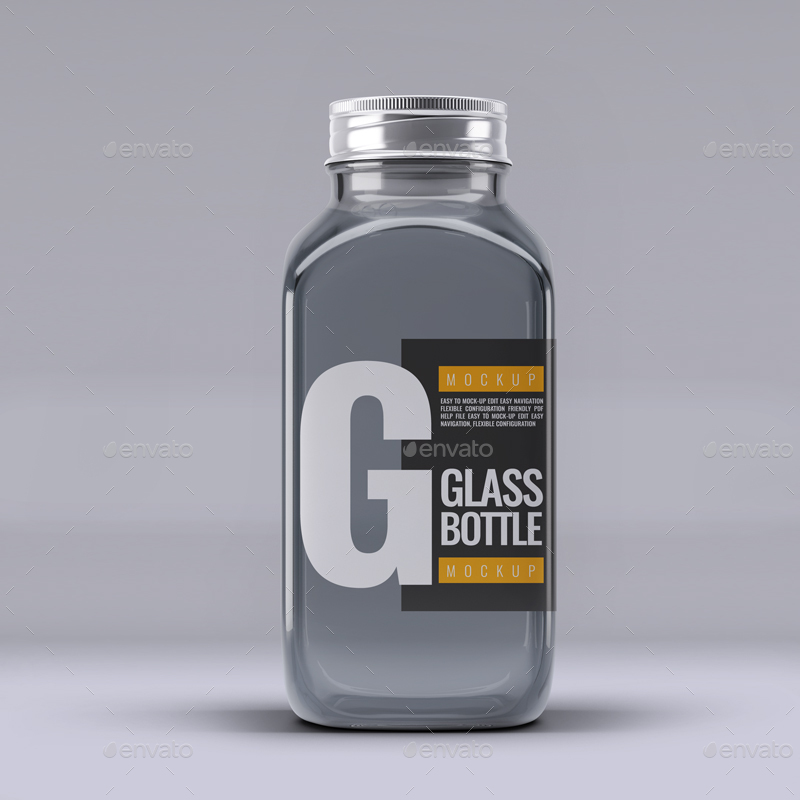 Square Glass Bottle Mock-Up by L5Design | GraphicRiver