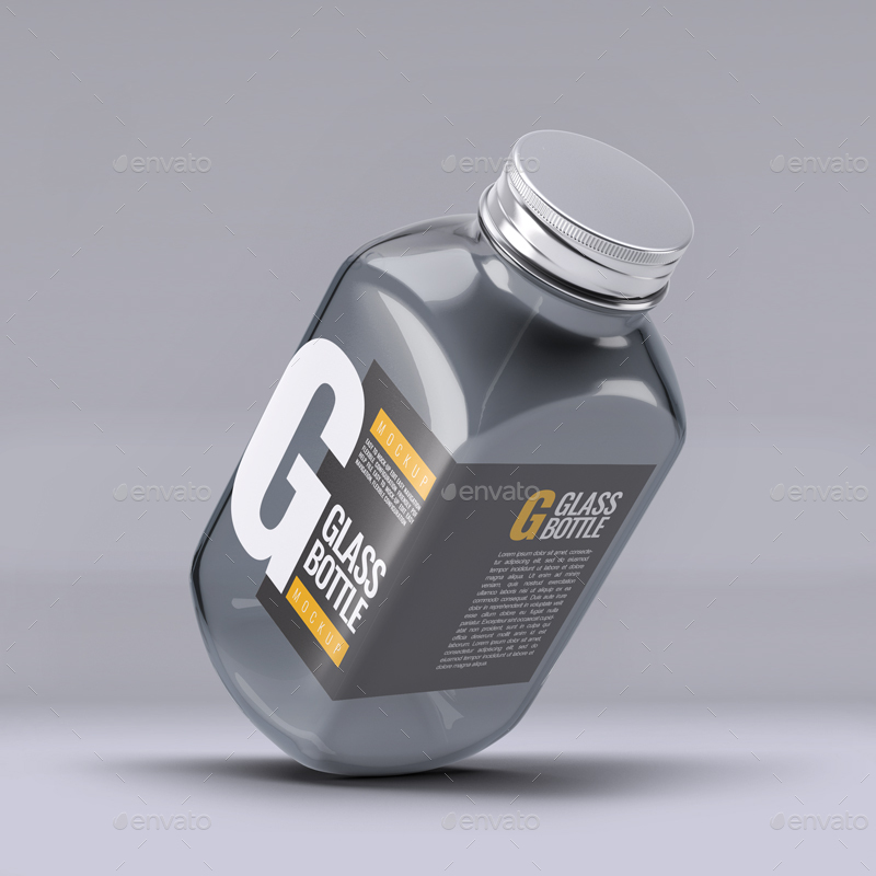 Square Glass Bottle Mock-Up by L5Design | GraphicRiver