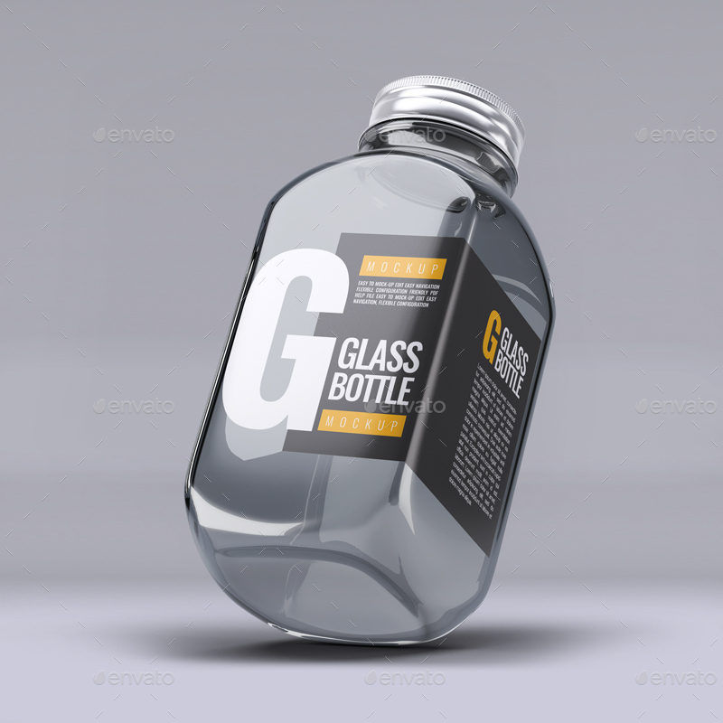 Square Glass Bottle Mock-Up by L5Design | GraphicRiver