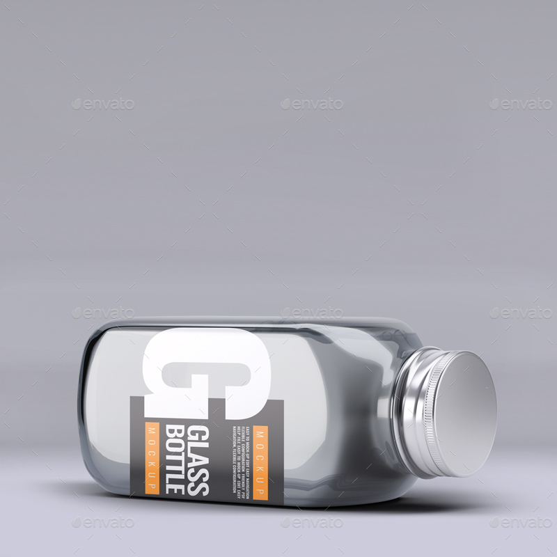 Square Glass Bottle Mock-Up by L5Design | GraphicRiver