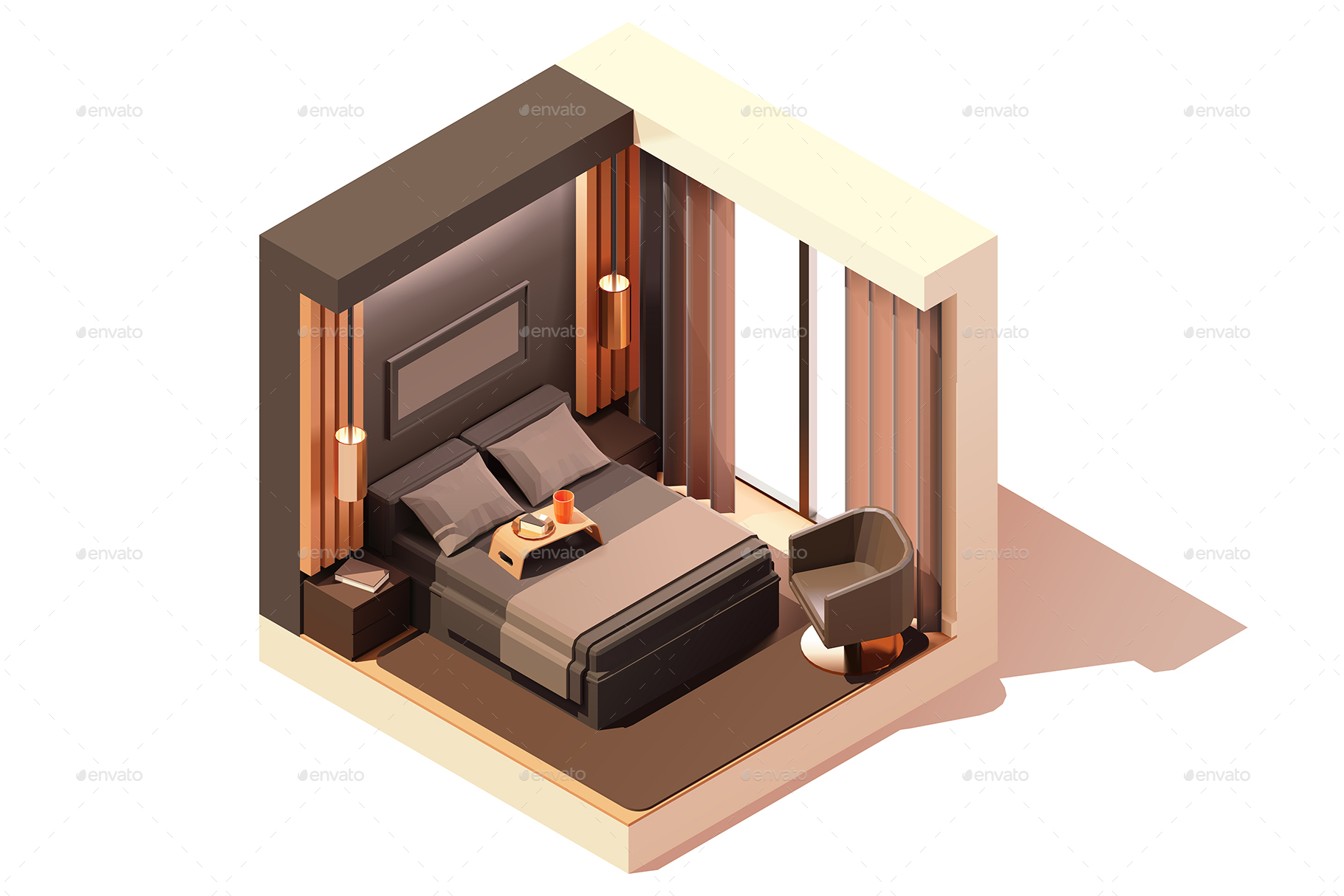 Vector isometric rooms, Vectors | GraphicRiver