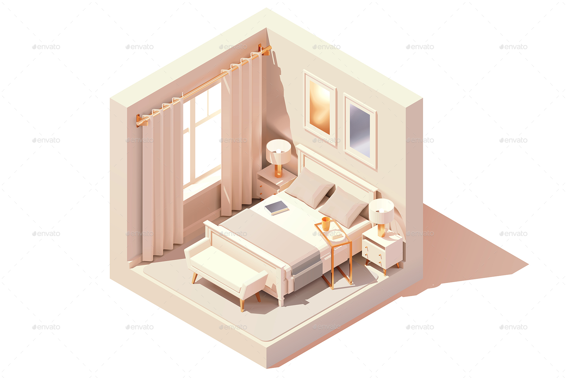 Vector isometric rooms, Vectors | GraphicRiver