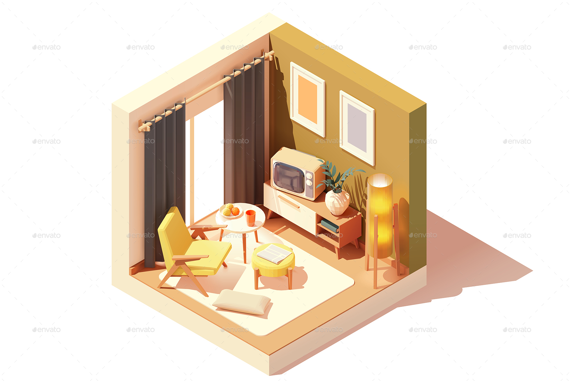 Vector isometric rooms, Vectors | GraphicRiver