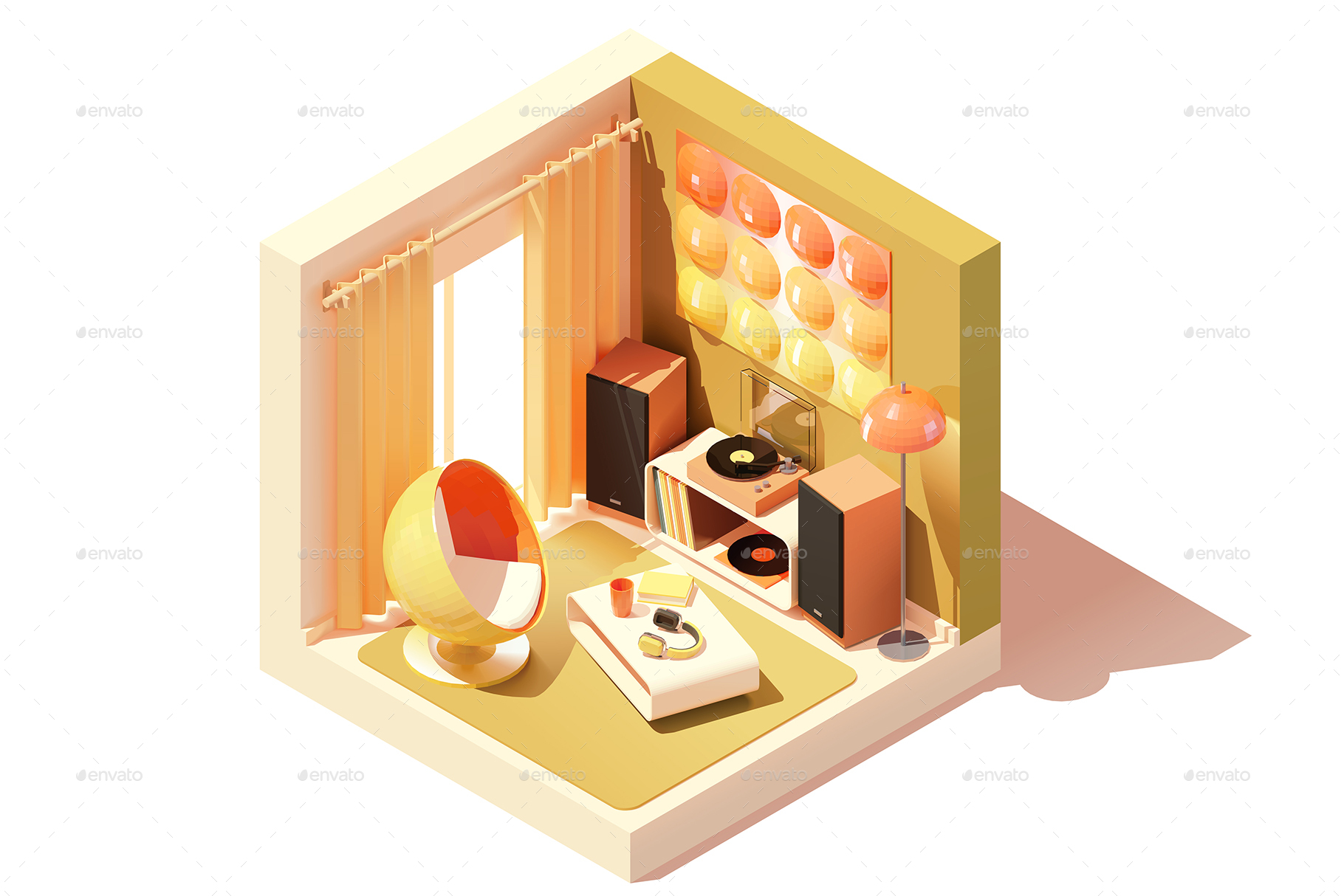 Vector isometric rooms, Vectors | GraphicRiver