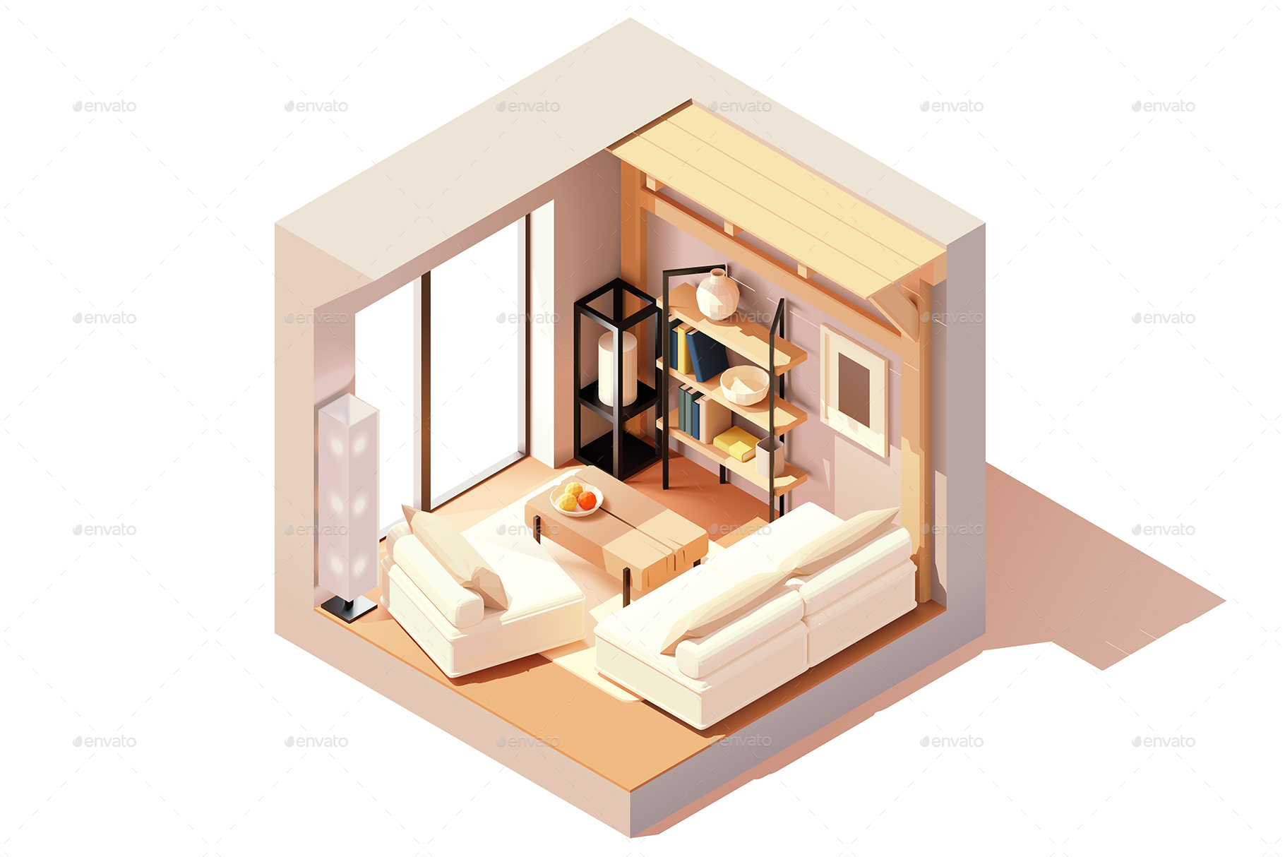 Vector isometric rooms, Vectors | GraphicRiver