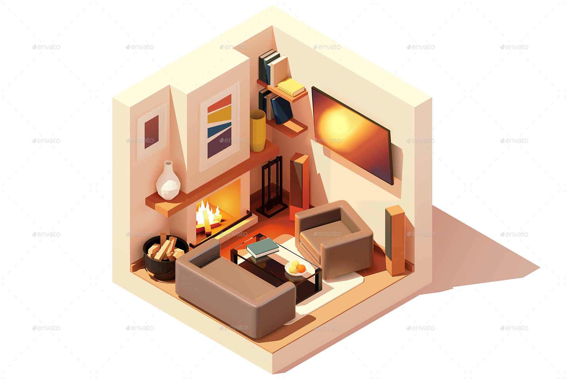 Vector isometric rooms, Vectors | GraphicRiver