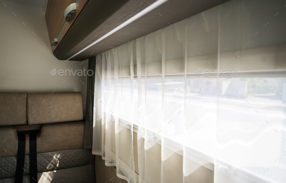 Modern and Elegant RV Motorhome Window Curtain Stock Photo by duallogic