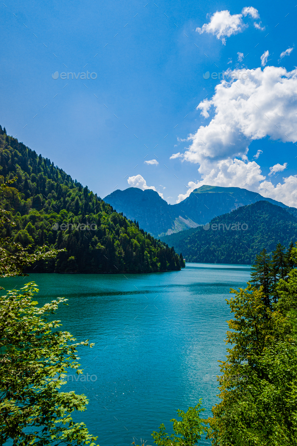 Lake Ritsa in mountains in Abkhazia. Stock Photo by EwaStudio | PhotoDune