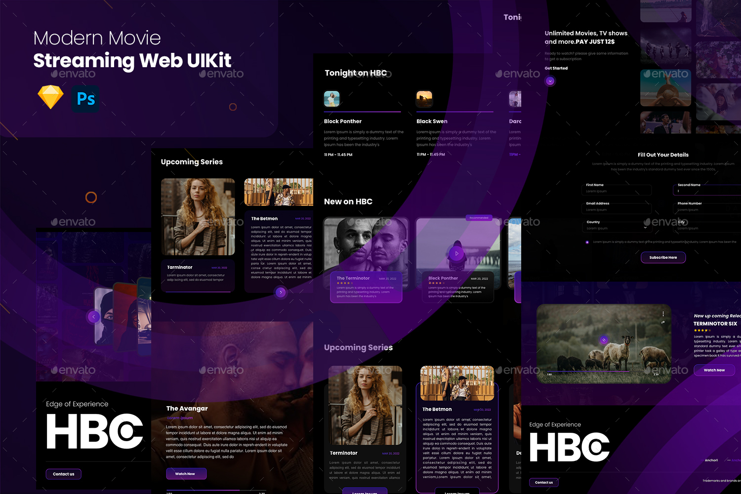 Streaming Website UI Kit, Web Elements | GraphicRiver
