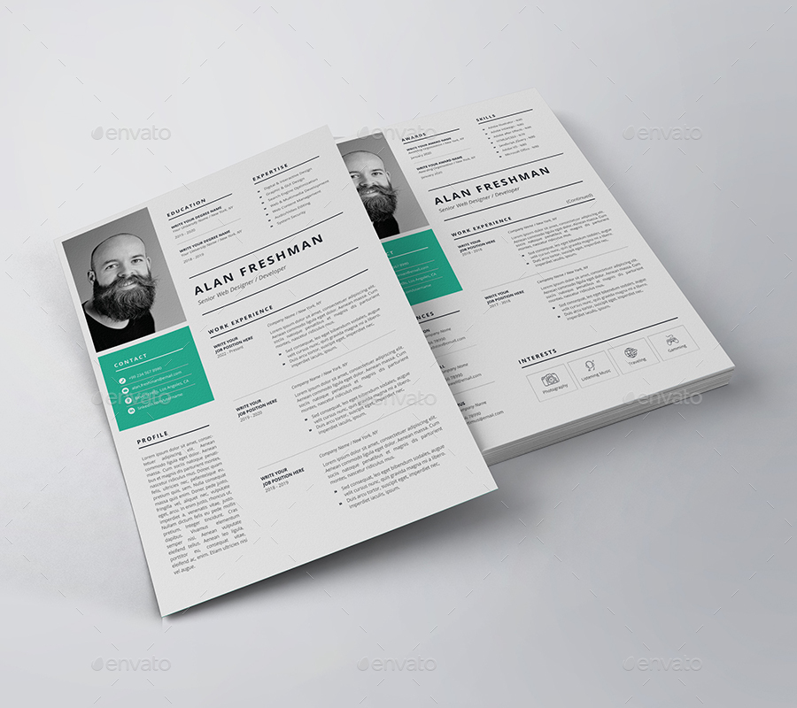 Modern Resume/CV (2 Page), Print Templates | GraphicRiver