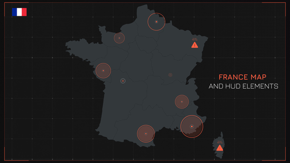 France Map and HUD Elements, After Effects Project Files | VideoHive