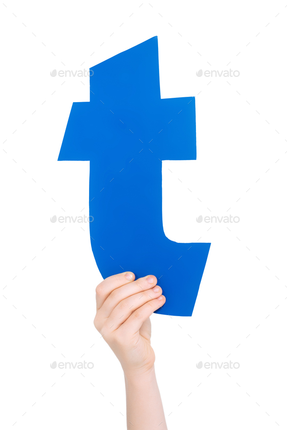 Kid holding colorful alphabet letter T in hand isolated, alphabet ...