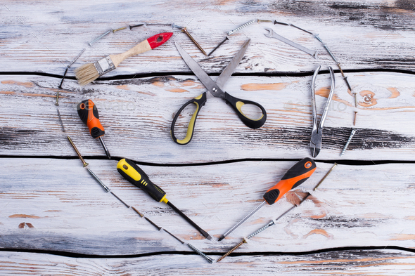Heart shape made from construction tools. Stock Photo by stockfilmstudio