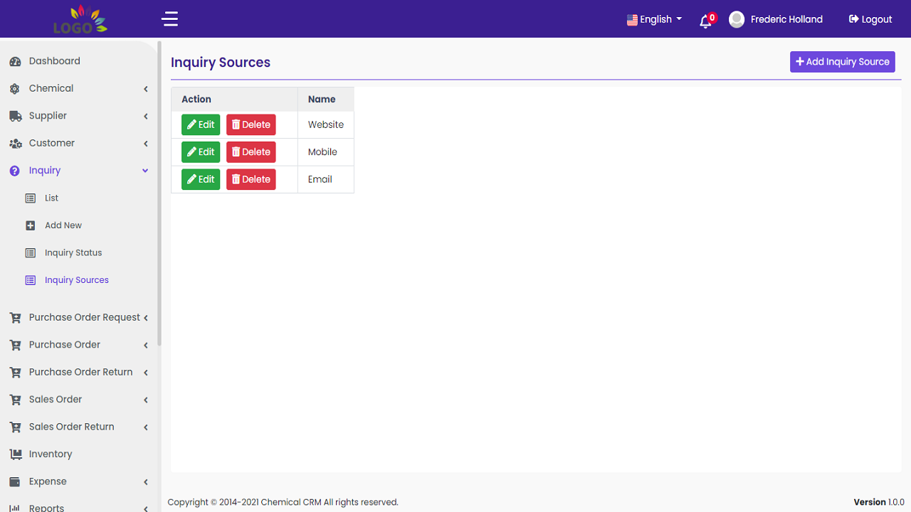 Chemical CRM and Inventory Management by mlglobtechnology | CodeCanyon
