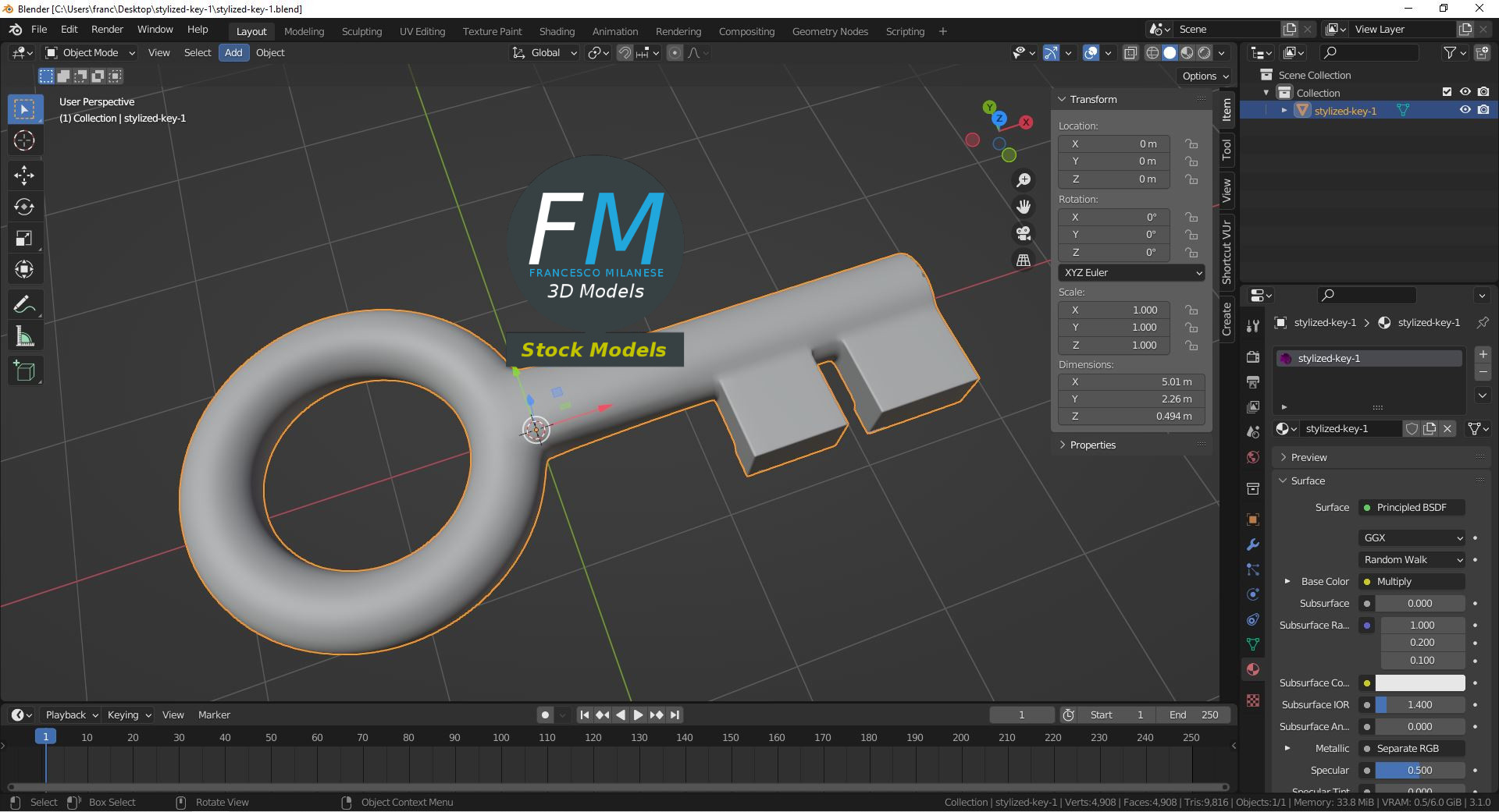 Stylized key 1 by FrancescoMilanese85 | 3DOcean