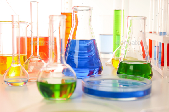 Concept of science with different test tubes Stock Photo by AtlasComposer