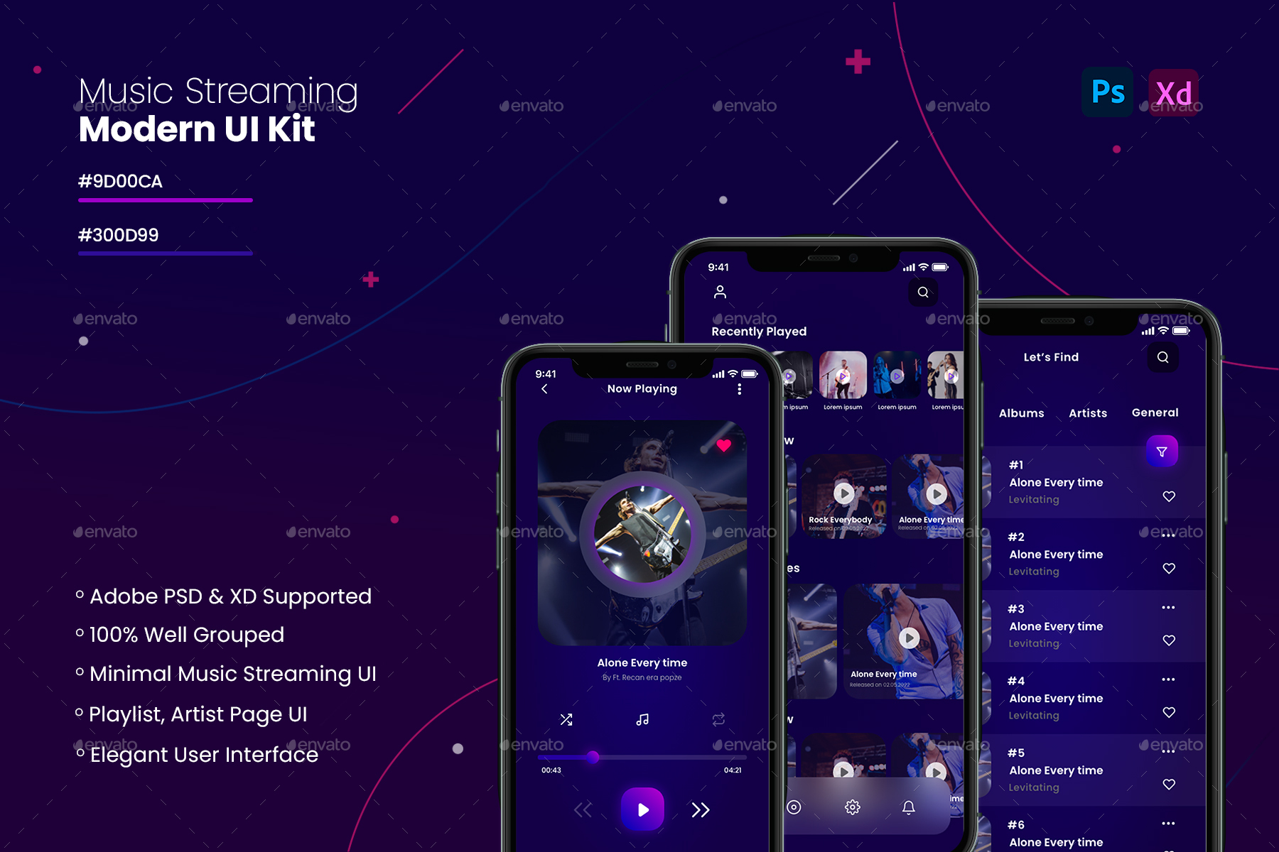 Music App UI Kit, Web Elements | GraphicRiver