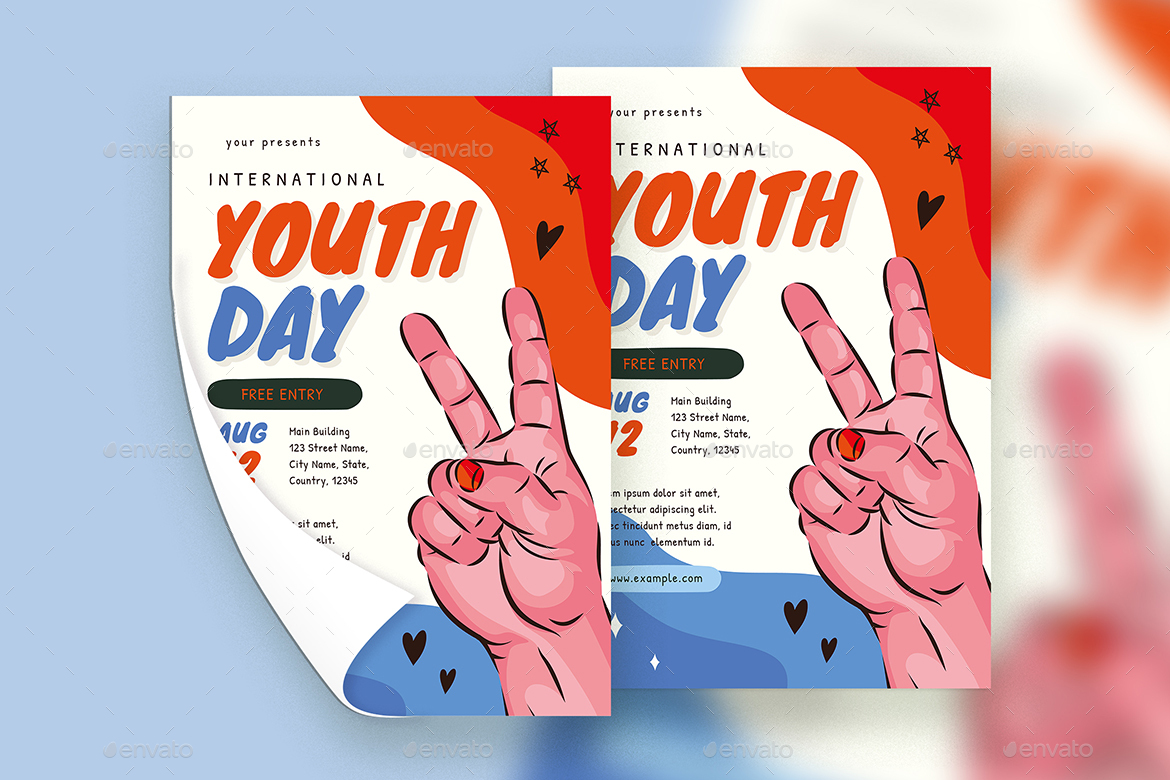 Retro Youth Day Event Flyer, Print Templates | GraphicRiver