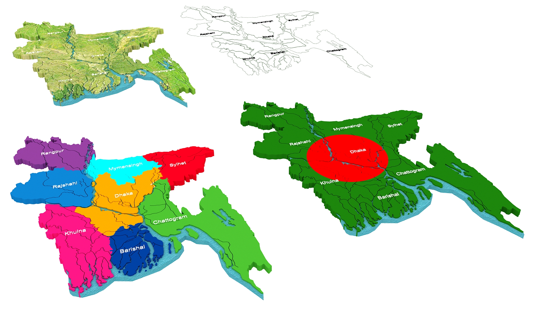 Bangladesh 3d Map by Polygon3d | 3DOcean