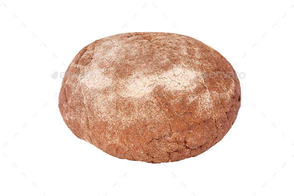 Round loaf of brown bread isolated on a white background. Stock Photo ...