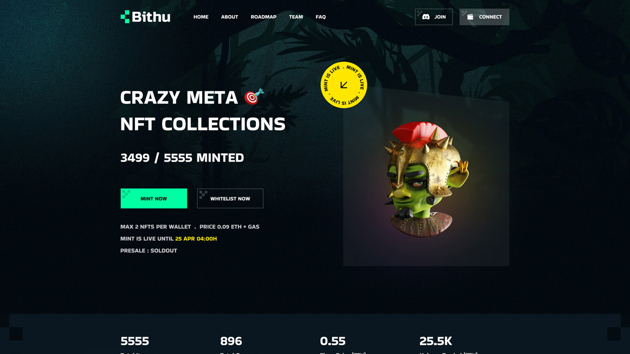 Bithu - NFT Minting/Collection with Smart Contract (React JS+Solidity) by uigigs