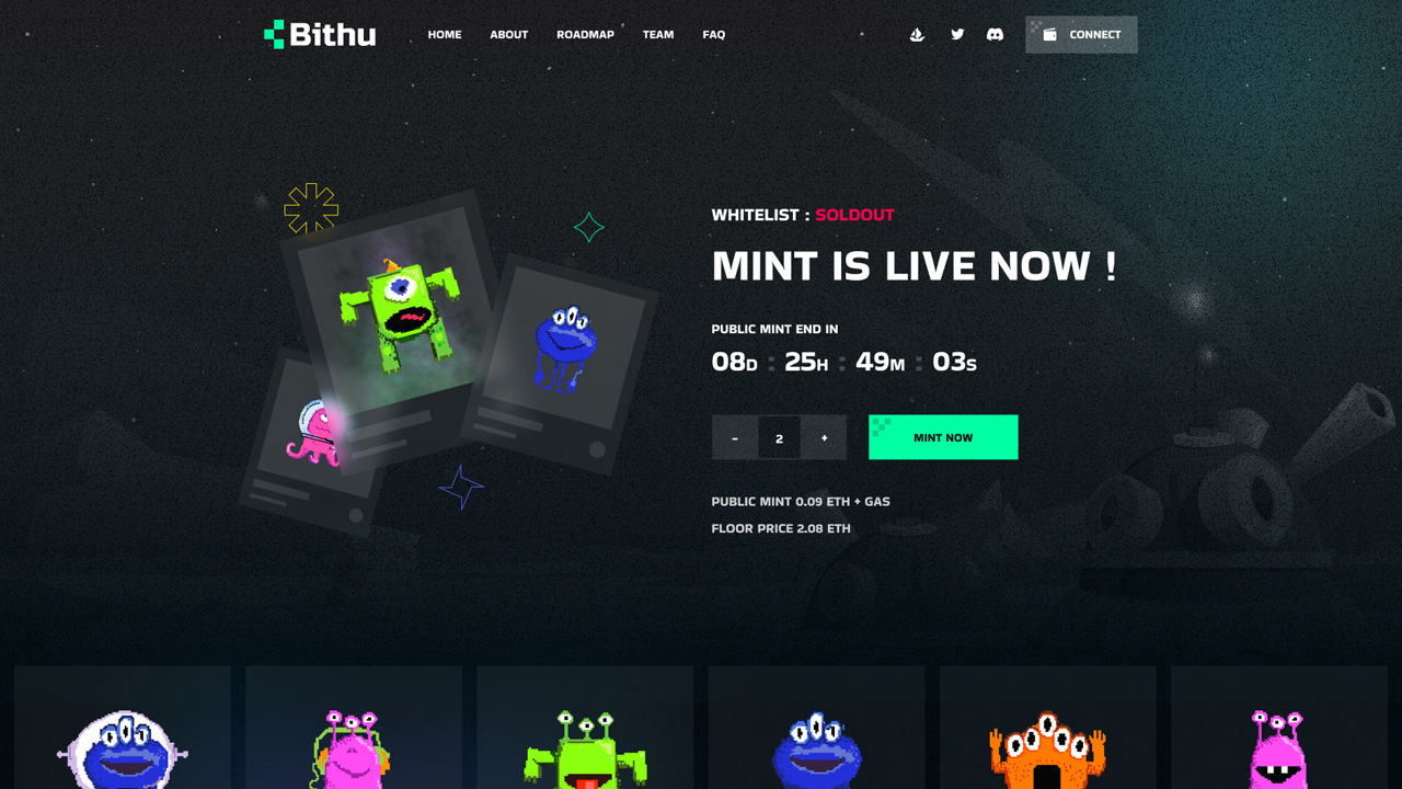 Bithu - NFT Minting/Collection with Smart Contract (React JS+Solidity) by uigigs