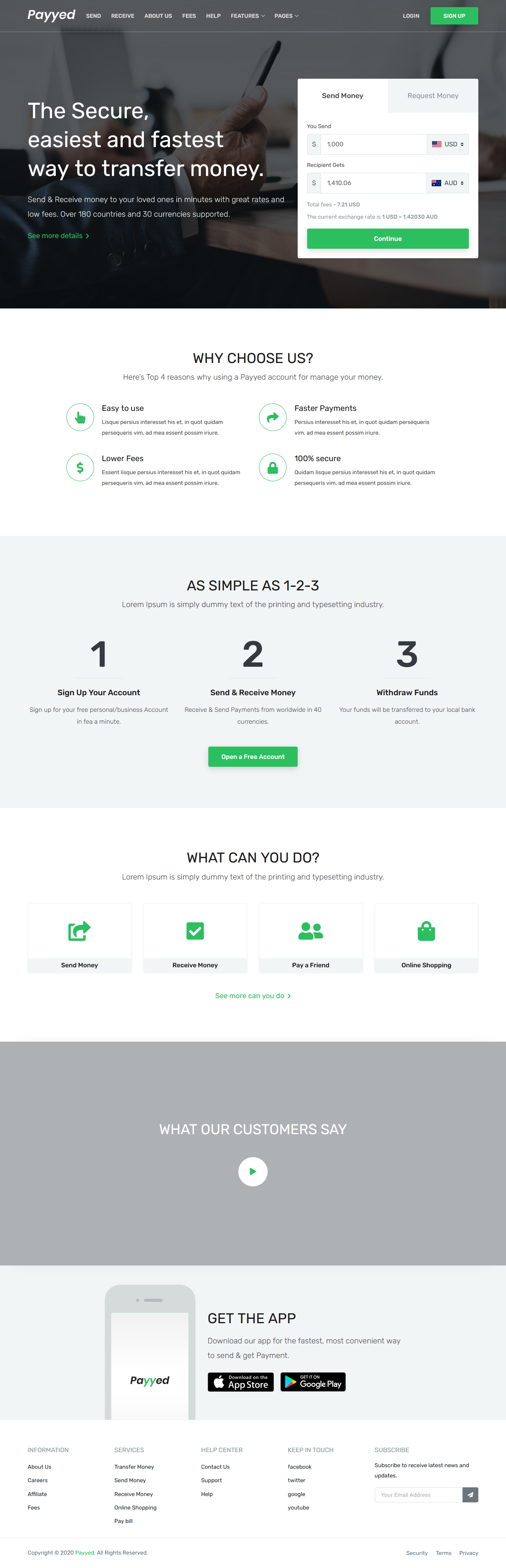 Payyed - Money Transfer and Online Payments HTML Template by HarnishDesign