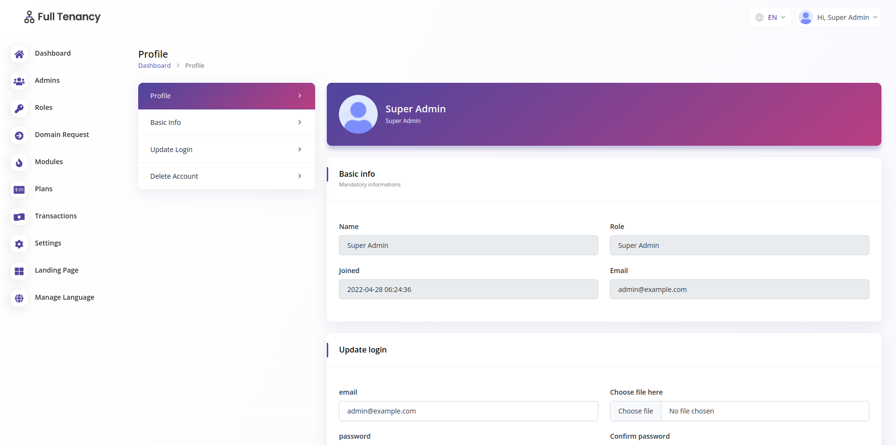 Full Tenancy - Domains, Database, Users, Role, Permissions & Settings ...