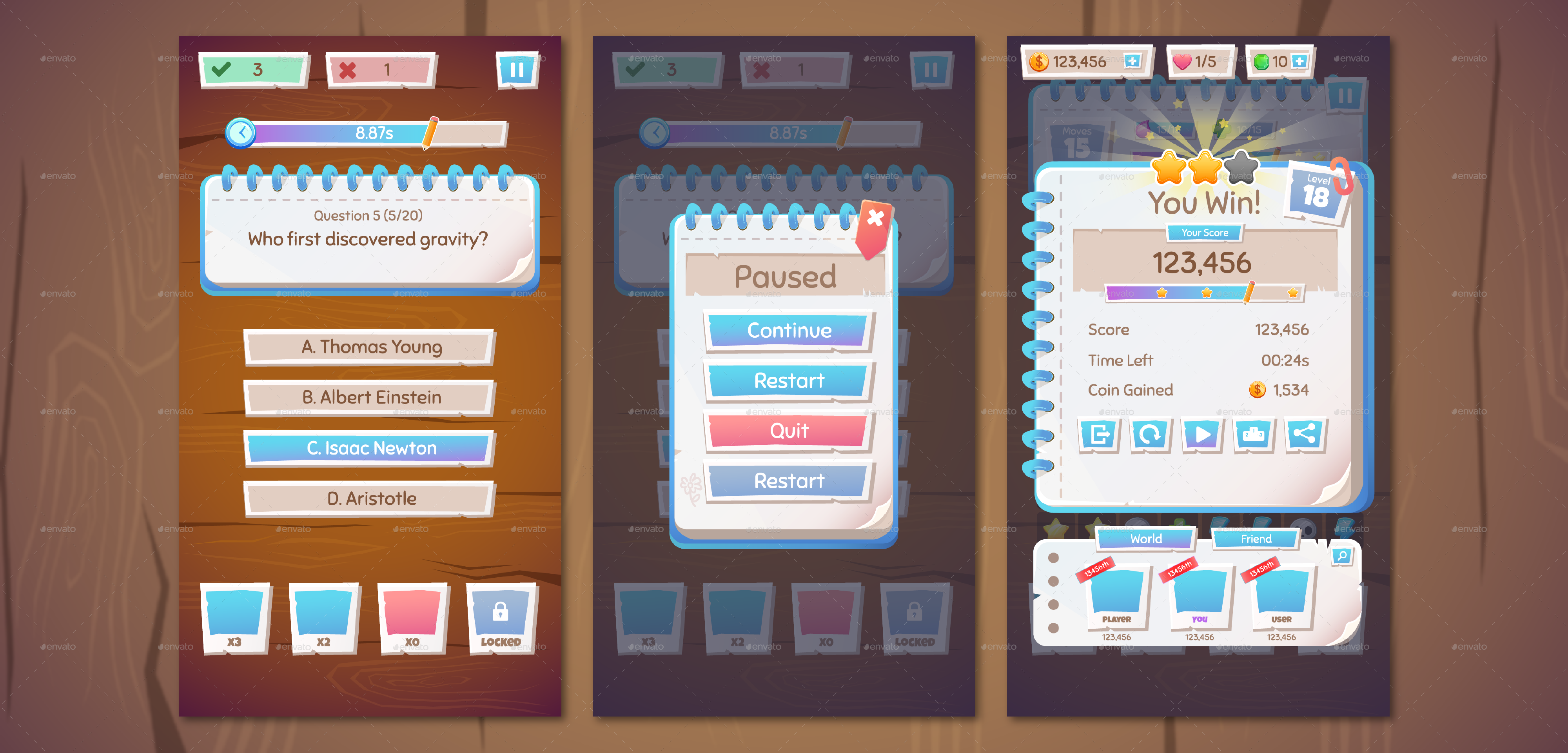 Notebook Theme GUI Pack 18, Game Assets | GraphicRiver