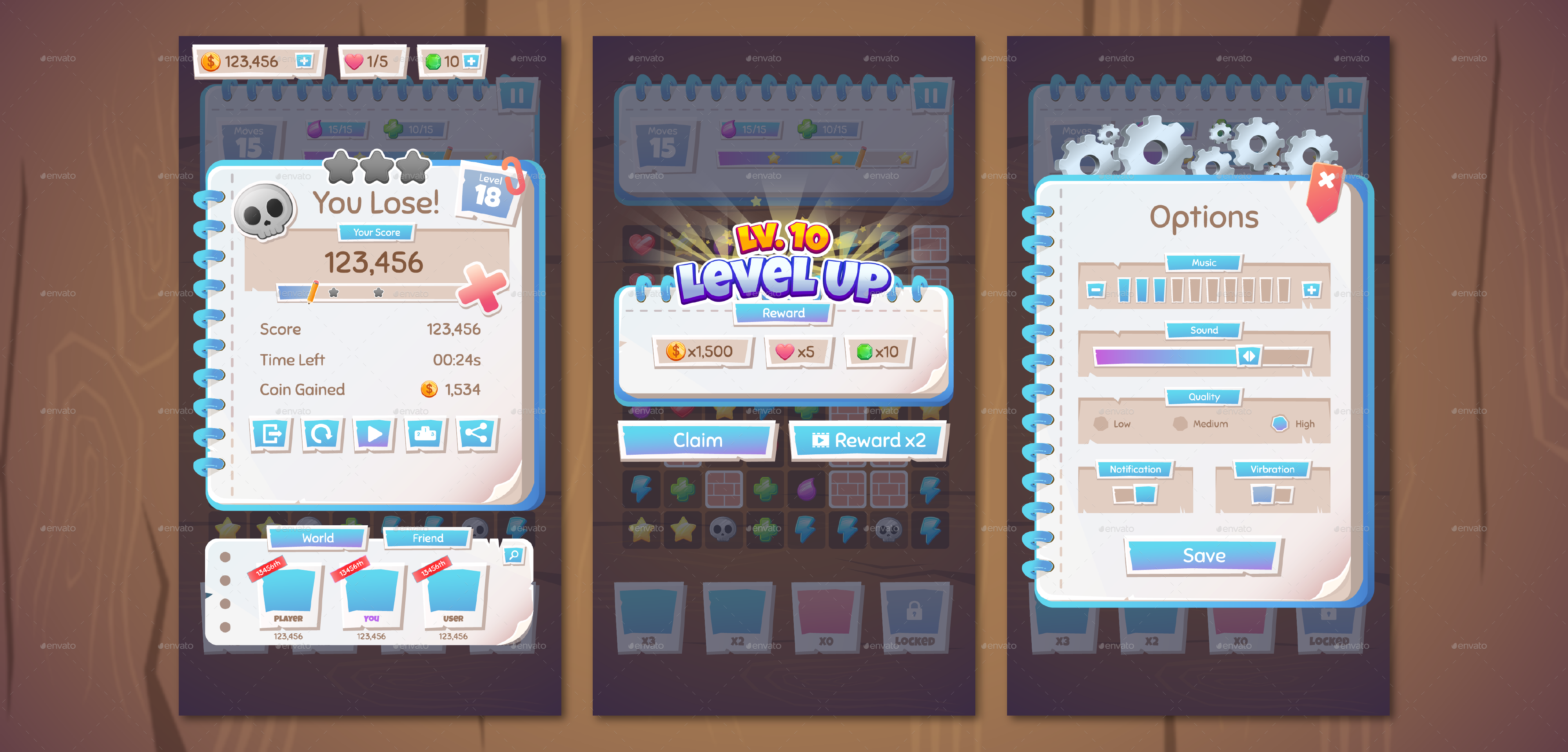 Notebook Theme GUI Pack 18, Game Assets | GraphicRiver