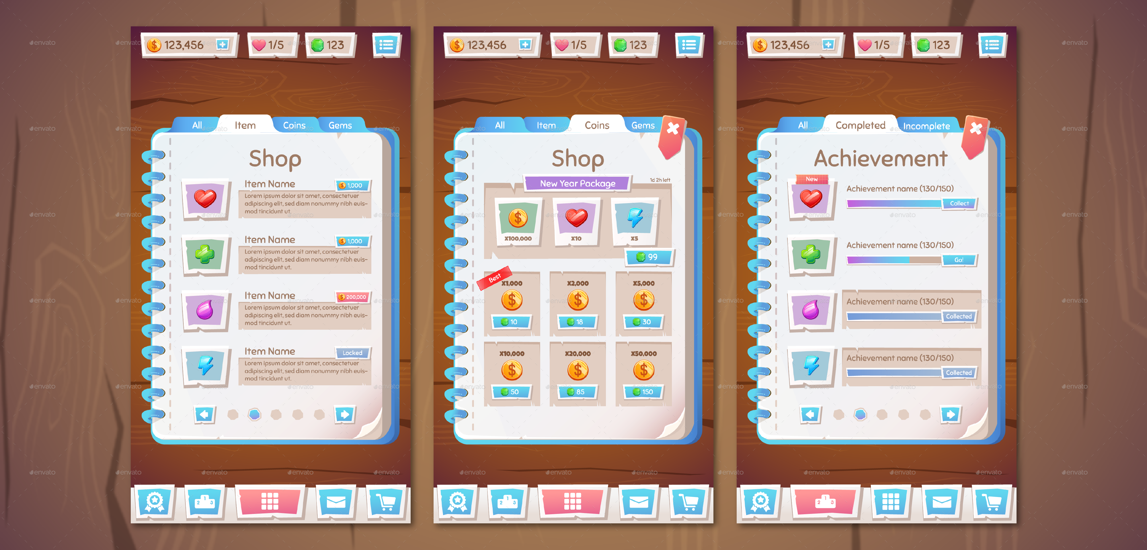 Notebook Theme GUI Pack 18, Game Assets | GraphicRiver