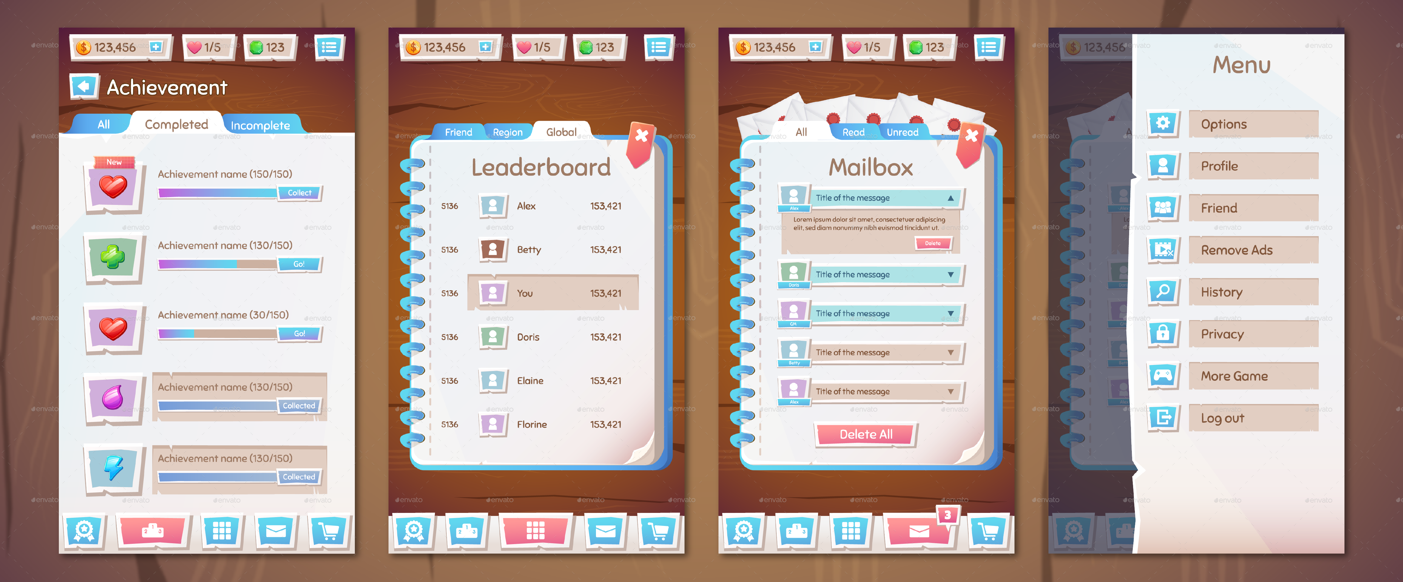 Notebook Theme GUI Pack 18, Game Assets | GraphicRiver