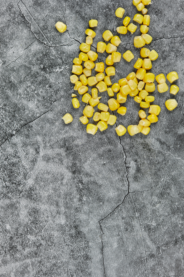 A heap of boiled sweet corn on a marble background Stock Photo by 13people
