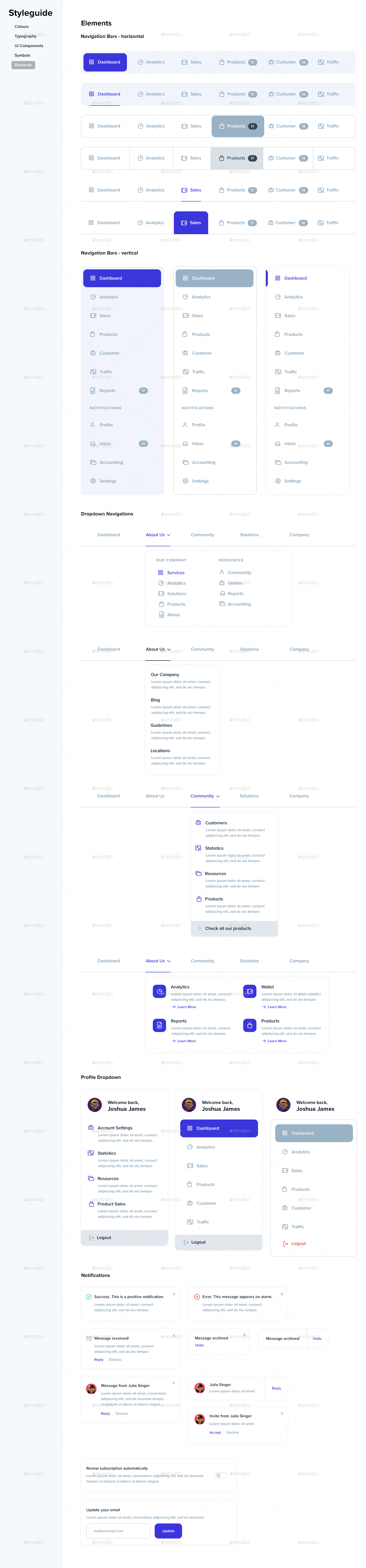 Dashboard UI Styleguide, Web Elements | GraphicRiver