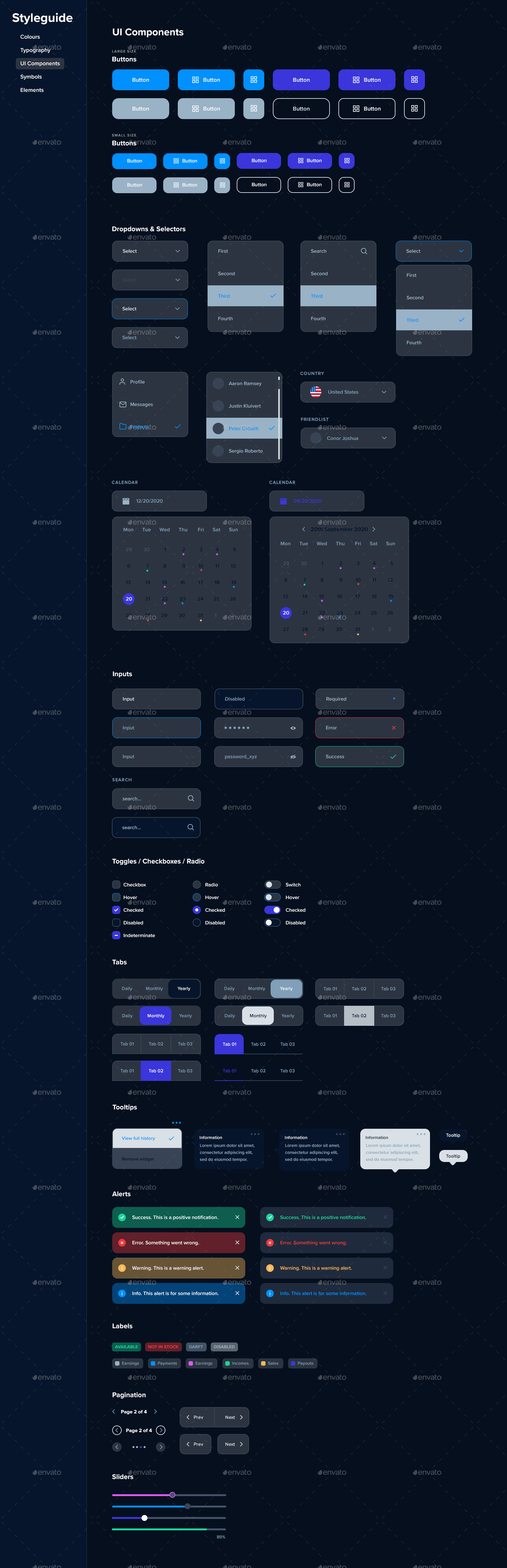 Dashboard UI Styleguide, Web Elements | GraphicRiver