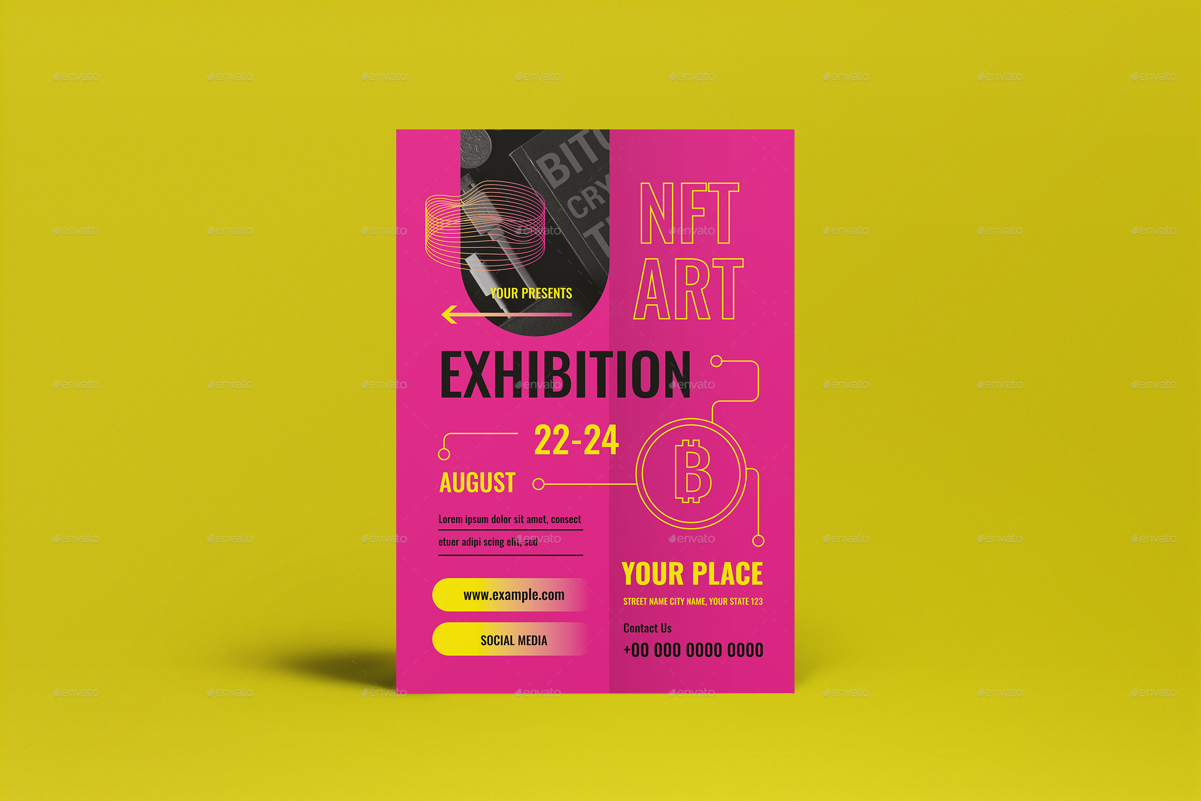 NFT Pink Geometric Flyer, Print Templates | GraphicRiver