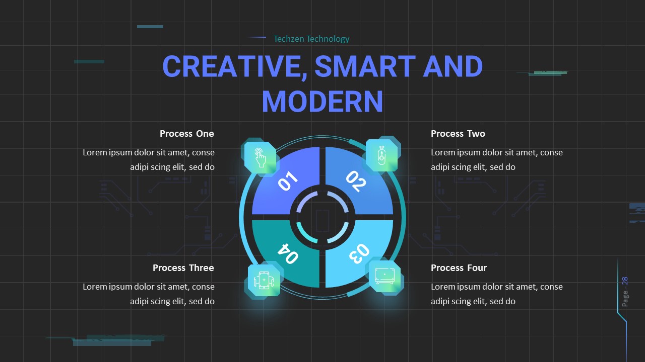 Techzen Modern Technology PowerPoint Template, Presentation Templates