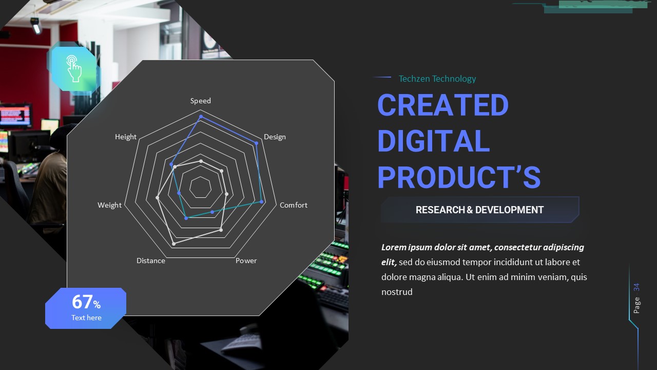 Techzen Modern Technology PowerPoint Template, Presentation Templates