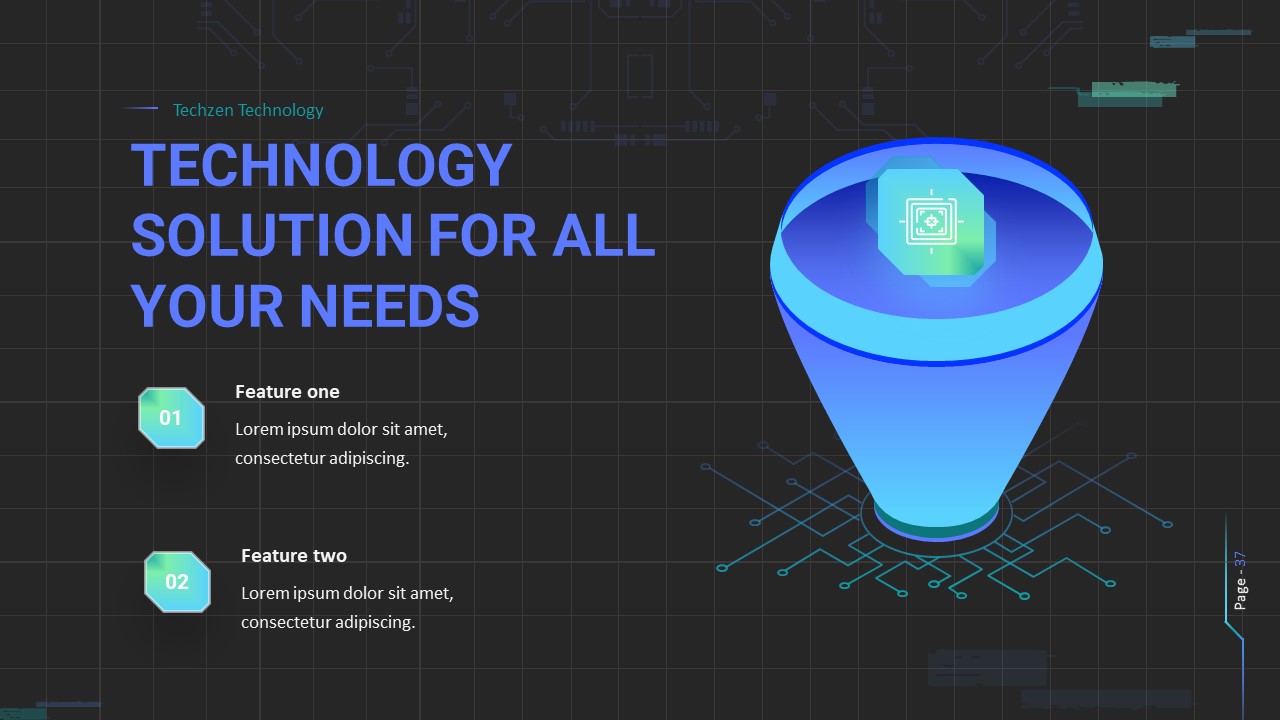 Techzen Modern Technology PowerPoint Template, Presentation Templates