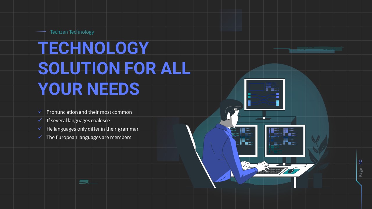 Techzen Modern Technology PowerPoint Template, Presentation Templates